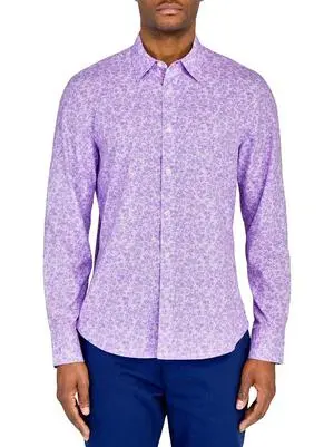 CON.STRUCT Slim Fit Ditsy Floral Recycled 4-way Stretch Performance Long Sleeve Shirt - Lilac