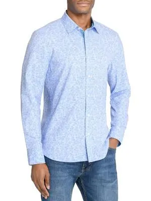 CON.STRUCT Slim Fit Ditsy Floral Recycled 4-way Stretch Performance Long Sleeve Shirt - Lt Blue