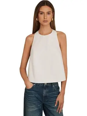 REISS Nadia Cotton Halterneck Top - Ivory