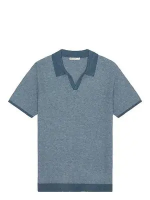 Marine Layer Liam Sweater Polo In Blue - Topaz & Misty Heather