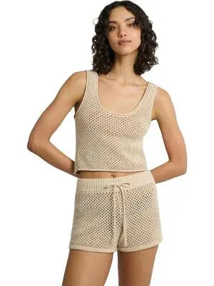 Onia Crochet Knit Scoop Tank - Sandshell