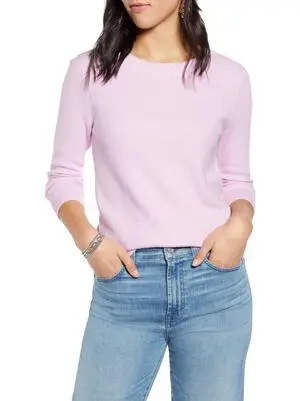 Halogen Halogen(r) X Atlantic-pacific Three Quarter Sleeve Sweater Pink Bouquet