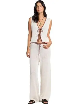 Onia Linen Knit Tie-front Tank Top - Egret/cppuccino
