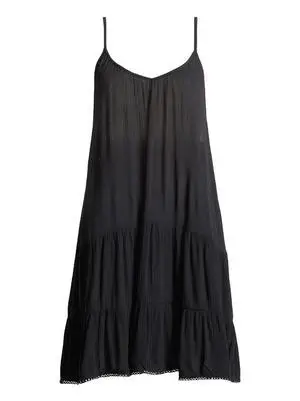 Nordstrom Tiered Crinkle Cover-up Dress - Black
