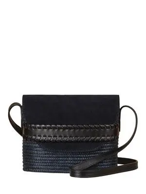 CESTA COLLECTIVE Leather Flap Crossbody Basket Bag - Midnight