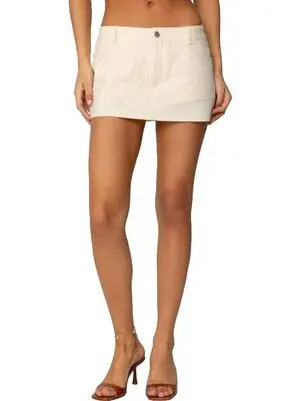 EDIKTED Adey Cotton Miniskirt - Cream