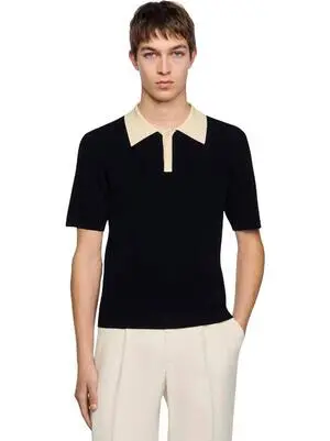 Sandro Two-tone Polo Shirt - Black