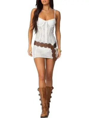 EDIKTED Sheer Lace Minidress - White