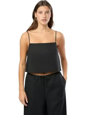 Onia Air Linen Square Neck Tank Top - Black