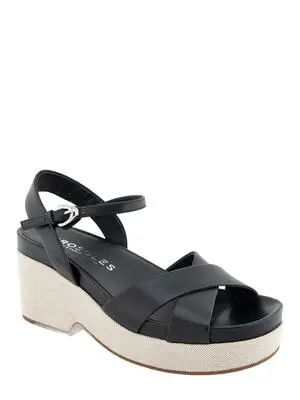 Aerosoles Chabella Platform Sandal - Black Leather