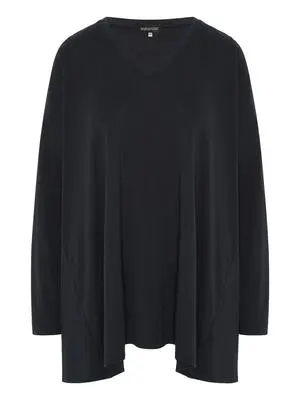 Eskandar Eskandar Side-Paneled V-Neck T-Shirt Navy