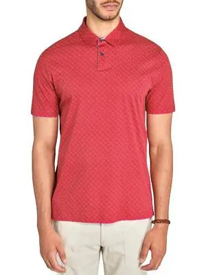 BROOKLYN BRIGADE Slim Fit Geo Short Sleeve Polo - Rust