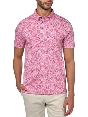 BROOKLYN BRIGADE Slim Fit Abstract Floral Short Sleeve Polo - Terracotta