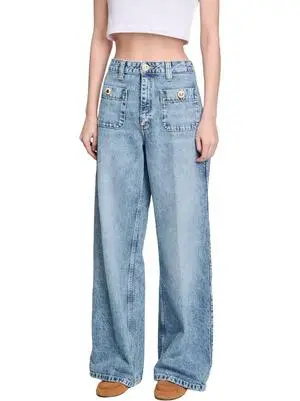 Sandro Faded Straight-leg Jeans - Blue Jean