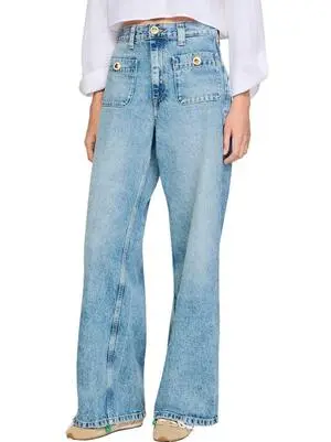 Sandro Faded Straight-leg Jeans - Blue Jean