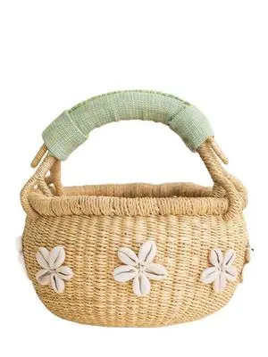 INDEGO AFRICA Flower Bolga Basket - Green And Natural