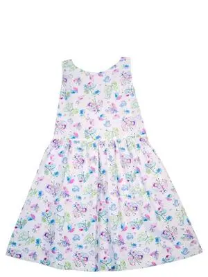 FLORENCE EISEMAN Butterfly Print Dress With Bow - White / Multicolor