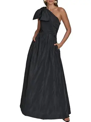 Donna Karan New York Bow One-shoulder Gown - Black