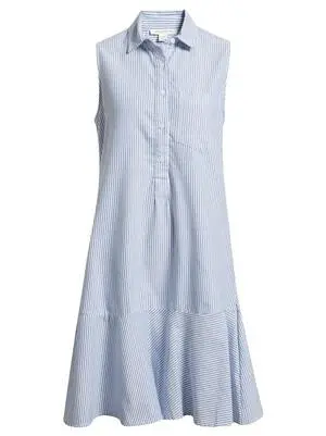 BEACHLUNCHLOUNGE Marina Stripe Sleeveless Cotton Shirtdress - Bay Blue