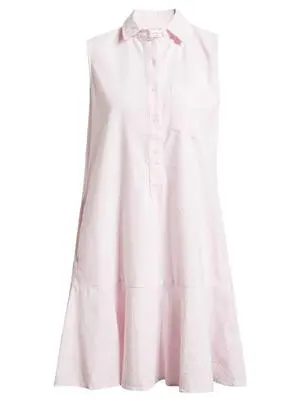 BEACHLUNCHLOUNGE Marina Stripe Sleeveless Cotton Shirtdress - Pink Chic