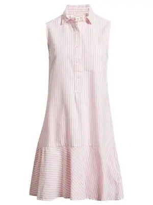 BEACHLUNCHLOUNGE Marina Stripe Sleeveless Cotton Shirtdress - Rose Shadow