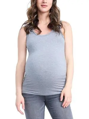 Motherhood Maternity Scoop Neck Side-ruched Tank Top - Heather Grey