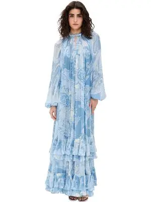 Hemant & Nandita Paisley Print Maxi Dress - Powder Blue