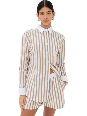 LE BOP Cecillia Button Down - Khaki Stripe