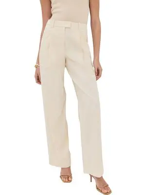 Another Tomorrow Cotton Gabardine Wide Leg Pants - Off White