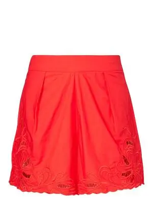 JULIET DUNN Embroidered Cotton Shorts - Red