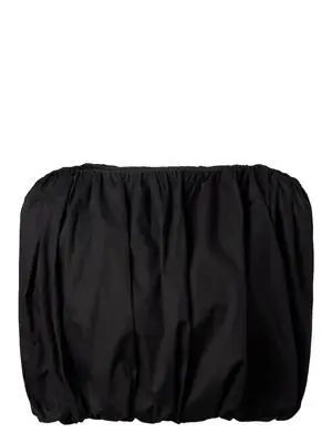 ADRIANA DEGREAS Cotton-blend Gathered Crop Top - Black