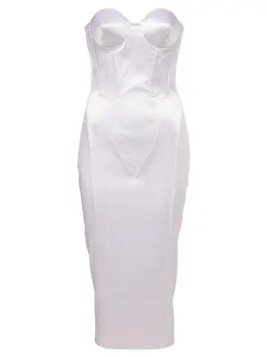 Dolce & Gabbana Strapless Satin Corset Dress - White