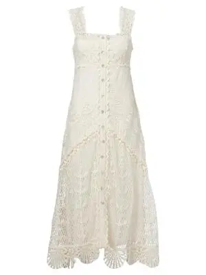 Farm Rio Tiered Guipure Lace Maxi Dress - White