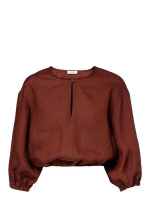 ERES Gracieux Linen Crop Top - Brown