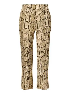 Dries Van Noten Snake-print Flared Jacquard Pants - Beige