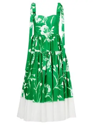 Erdem Floral Cotton Poplin Midi Dress - Green