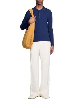 Sandro Ribbed Polo Shirt - Fonte