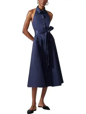 CAROLINA HERRERA Collared Halter Midi Dress