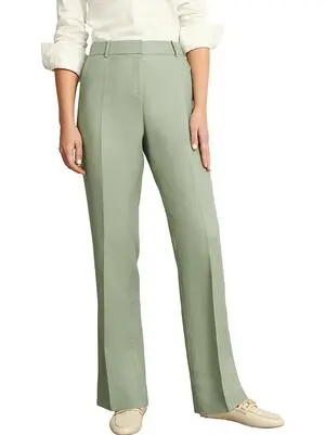 HOBBS LONDON Straight Leg Linen Trousers - Sage Green