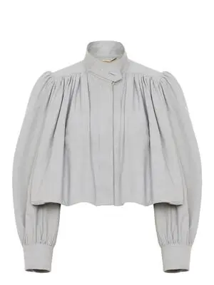 Chloé Gathered Boule Cotton Canvas Jacket Grey