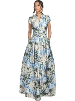 Sachin & Babi Marta Printed Mikado Gown - Dune And Dusk Petals