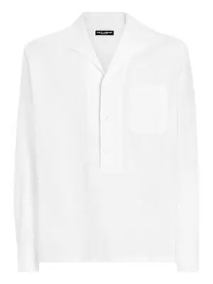 Dolce & Gabbana Three-button Long-sleeved Linen Shirt - White