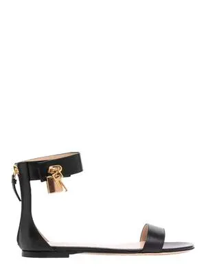 TOM FORD Leather Open Toe Sandals - Black