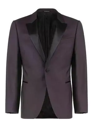 Emporio Armani Virgin Wool-blend Blazer - Blue