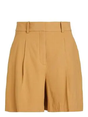 Veronica Beard Noemi Pleated Linen-blend Shorts - Camel