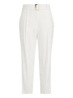 Veronica Beard Sofia Cropped Belted Tapered Pants - Ecru
