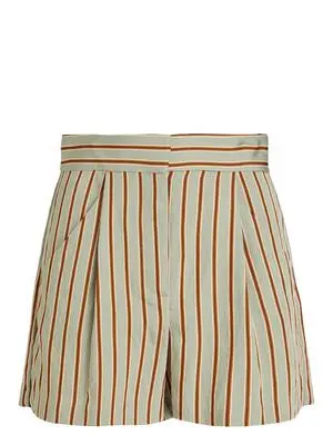 Veronica Beard Elbe Striped Twill Shorts - Sage Green