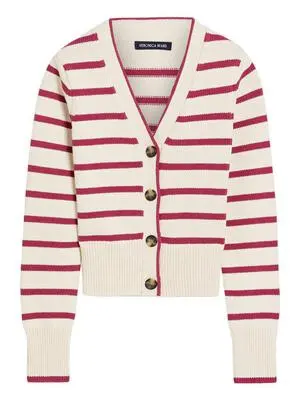 Veronica Beard Noorie Striped Cotton Cardigan - Cream