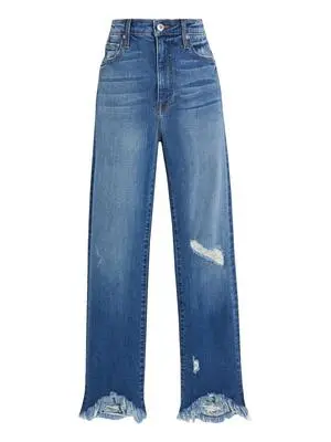 Simkhai River Distressed High-rise Straight-leg Jeans - Mid Denim