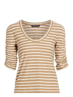 Veronica Beard Netto Striped Slub Pima Cotton-jersey Top - Sand